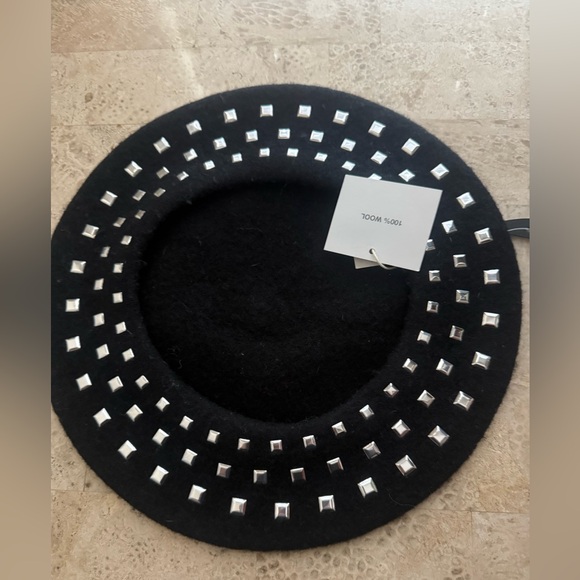 Zara | Accessories | Nwt Zara Elegant Black Studded Beret | Poshmark